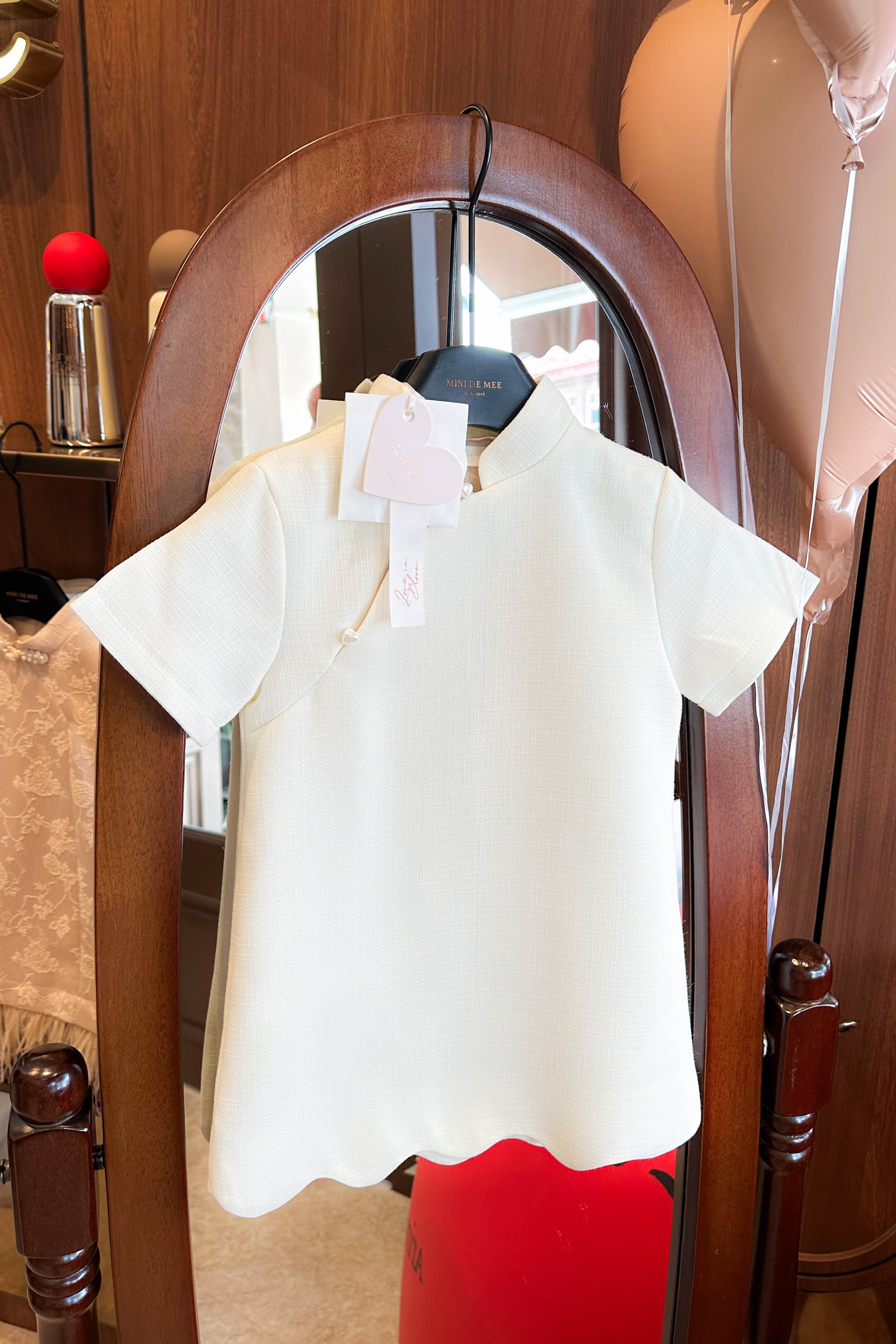 MINI HEARTY SCALLOP TWEED DRESS IN BUTTER | ARIMEE | MAISON DE MEE