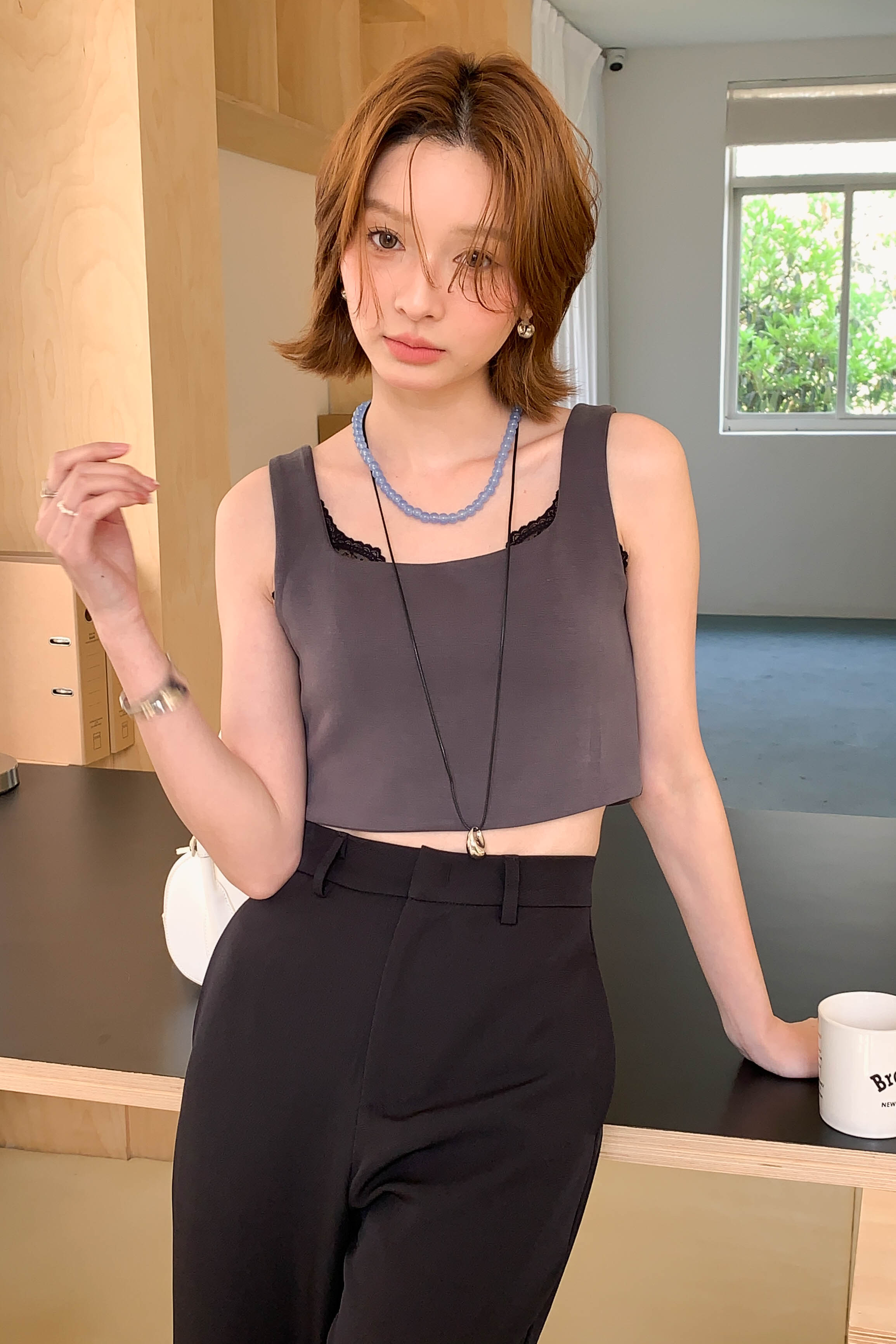 LIO AIR TANK TOP IN GREY | ARIMEE | MAISON DE MEE